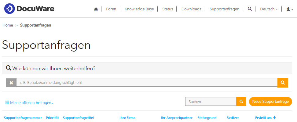 Gewusst wie: Supportanfrage eröffnen